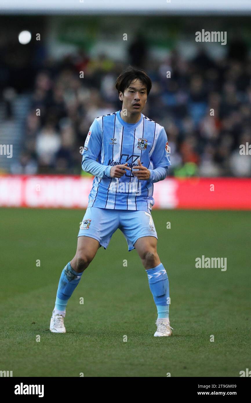 London, UK. 25th Nov, 2023. Tatsuhiro Sakamoto of Coventry City during ...