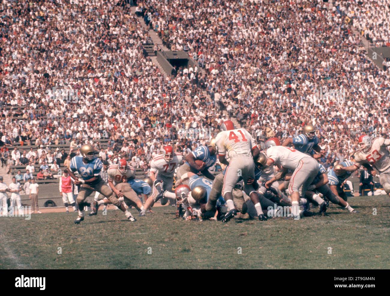 LOS ANGELES, CA - OCTOBER 6: Warren Jackson #34 of the UCLA Bruins gets ...