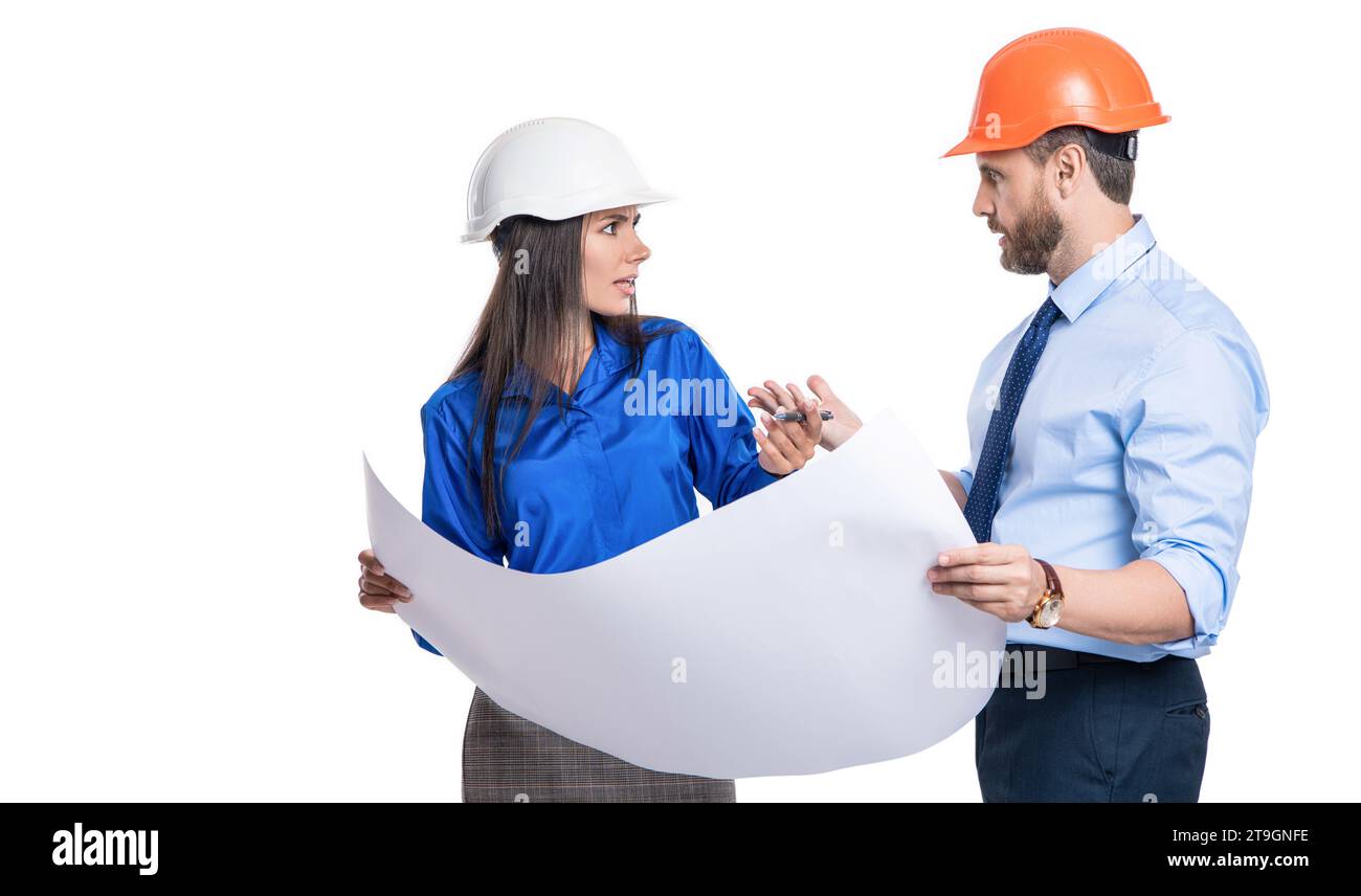 Architect planning work. Chief engineer and architect in hardhat ...