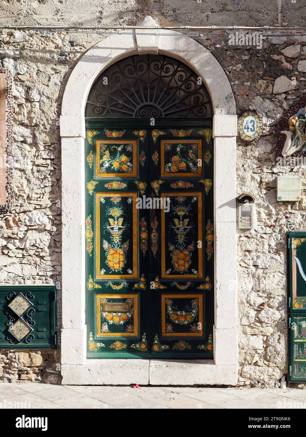 Colorful painted house, Taormina, Sicily, Sicilia, Italy, Europe Stock ...