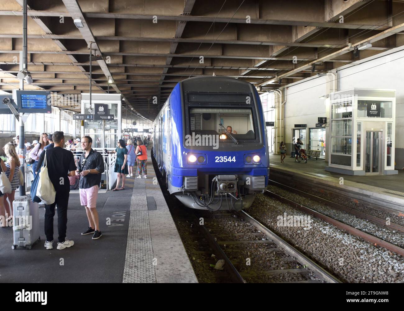 Cannes, France - June 21, 2019: Cannes main railway station. People in ...