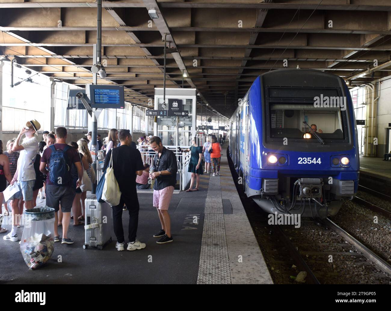 Cannes, France - June 21, 2019: Cannes main railway station. People in ...