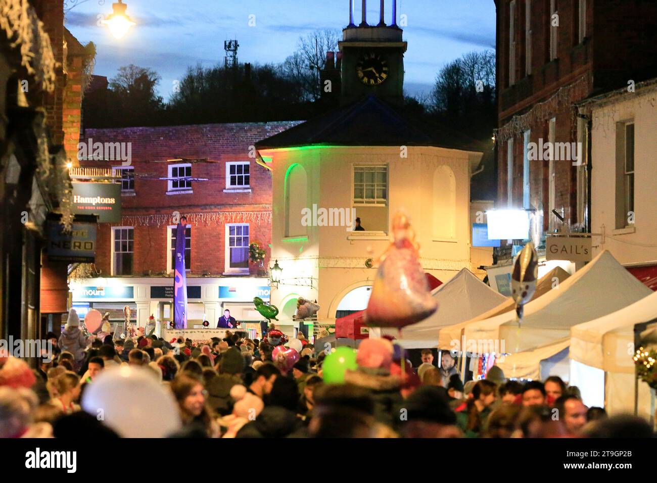 High Street, Godalming. 25th November 2023. Large crowds turned out for ...