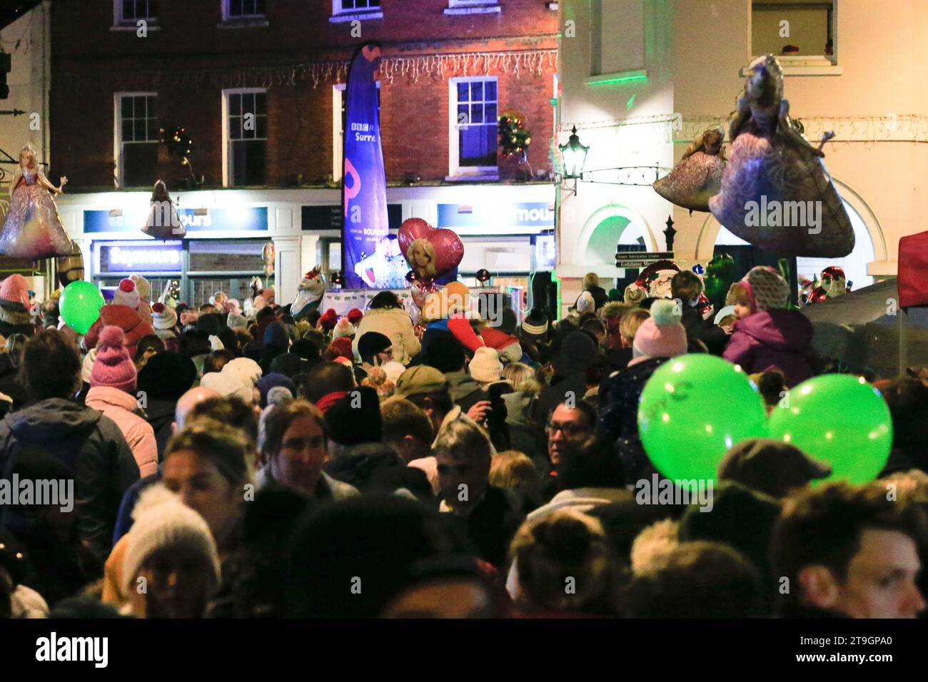 High Street, Godalming. 25th November 2023. Large crowds turned out for ...