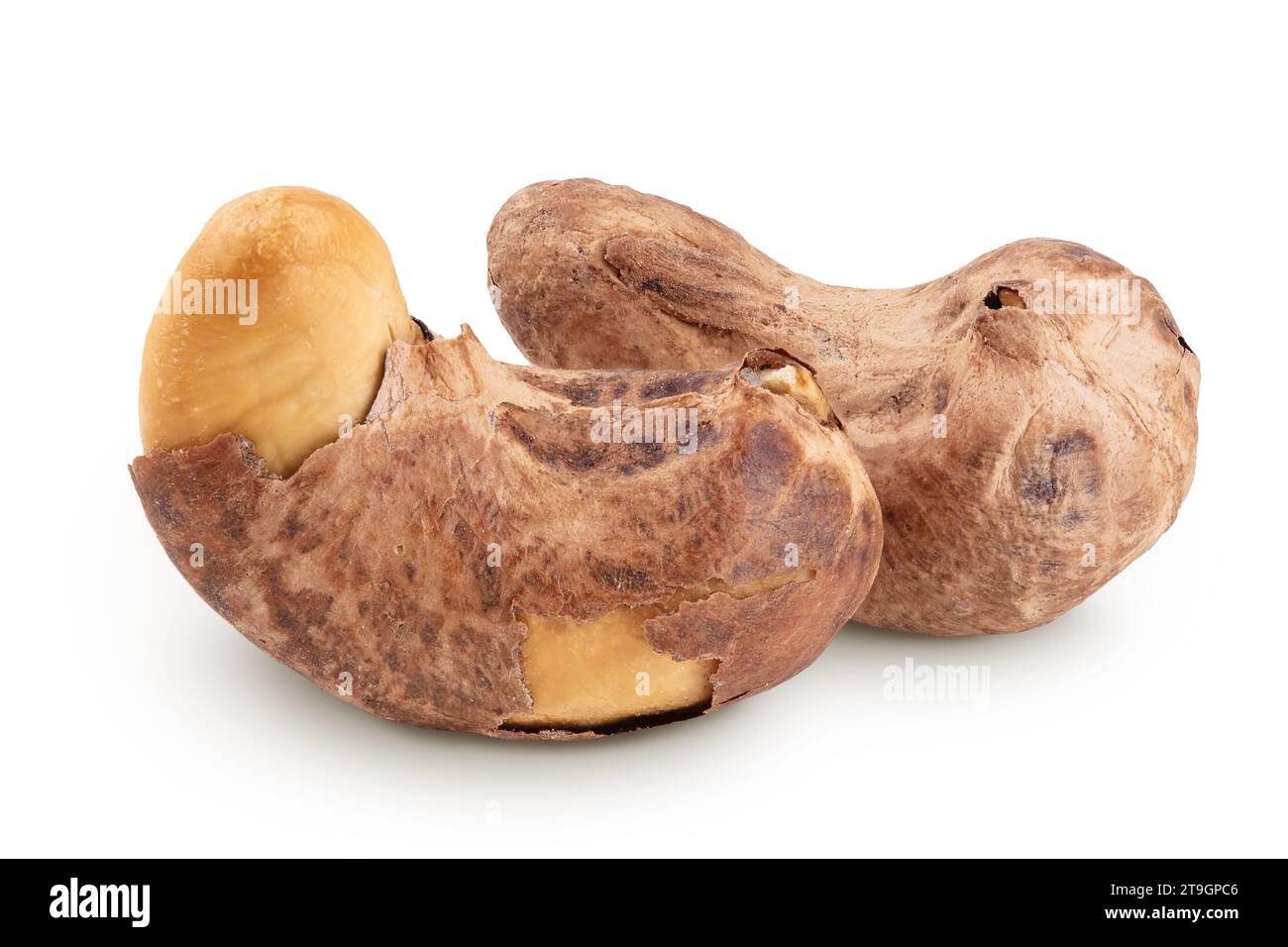 cashew nuts heap with shell isolated on white background Stock Photo ...