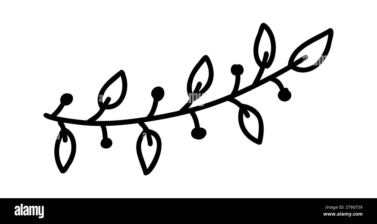 Floral text dividers. Tree branches with leaves and flowers. Vector ...