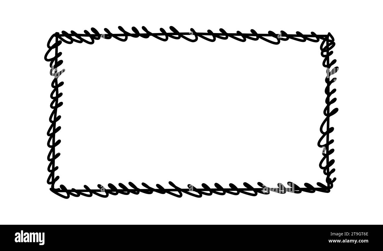 Doodle frame. Rectangle hand drawn border. Squared ornament frame for ...