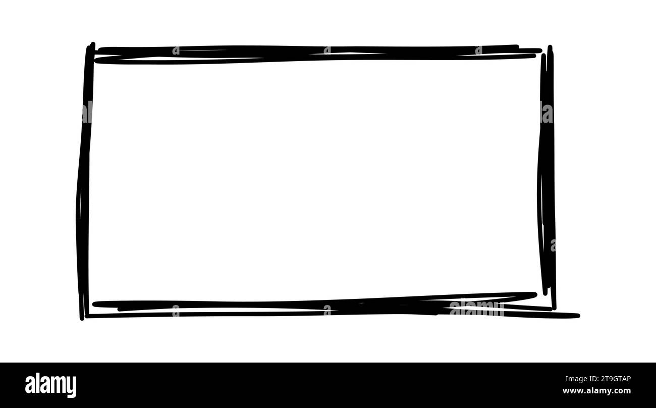 Doodle frame. Rectangle hand drawn border. Squared ornament frame for ...