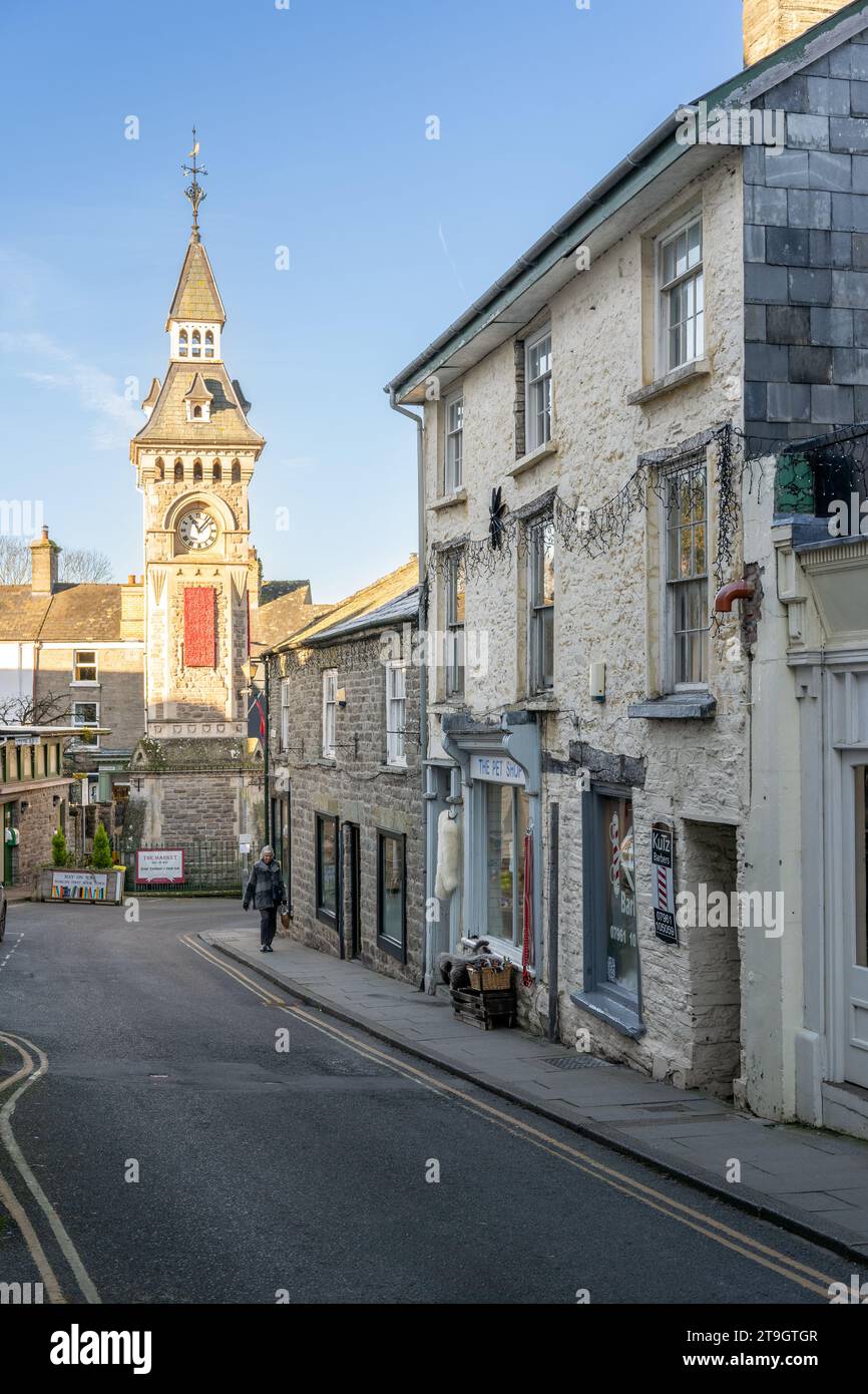 The clock tower in Hay-on-Wye, Powys, Wales Stock Photo - Alamy