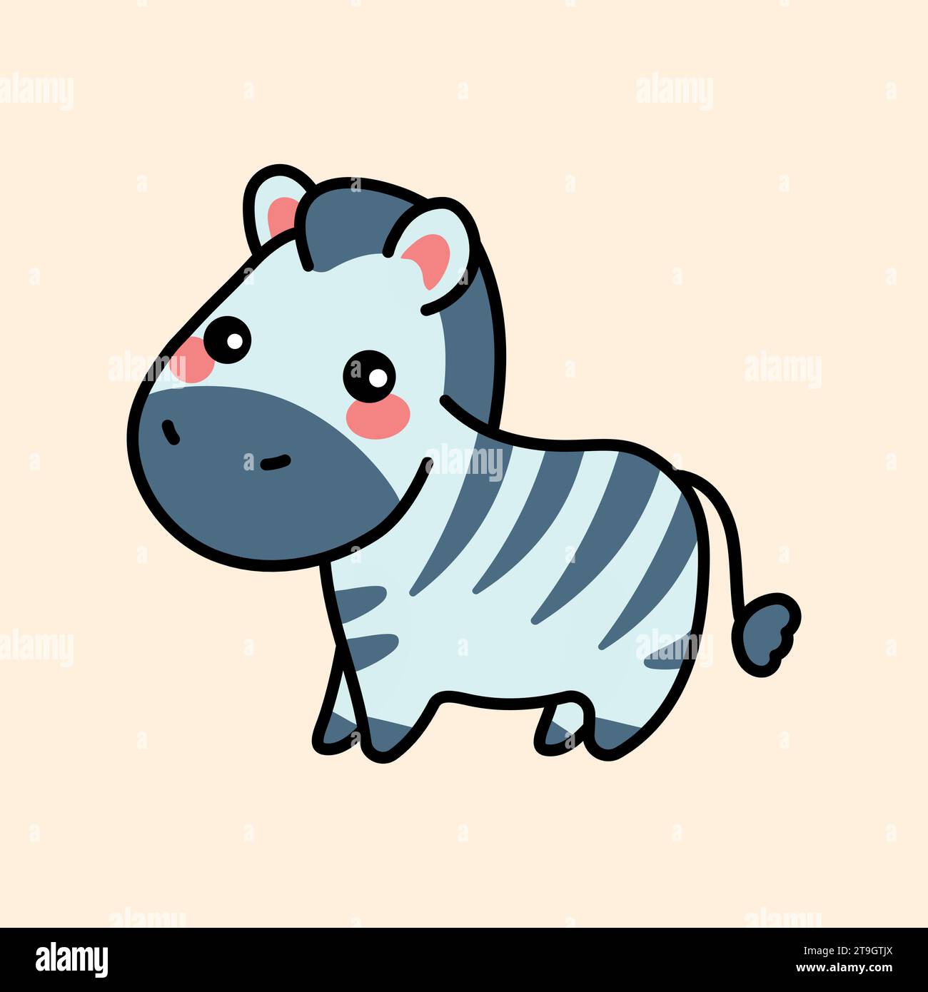Zebra color element. Hand drawn animals. Cartoon characters set ...