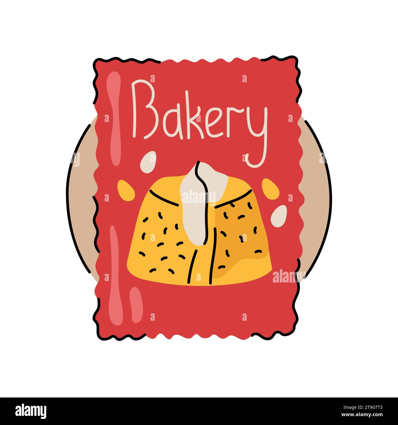 Hand drawn packaged cupcake color element. Cartoon unprocessed food ...
