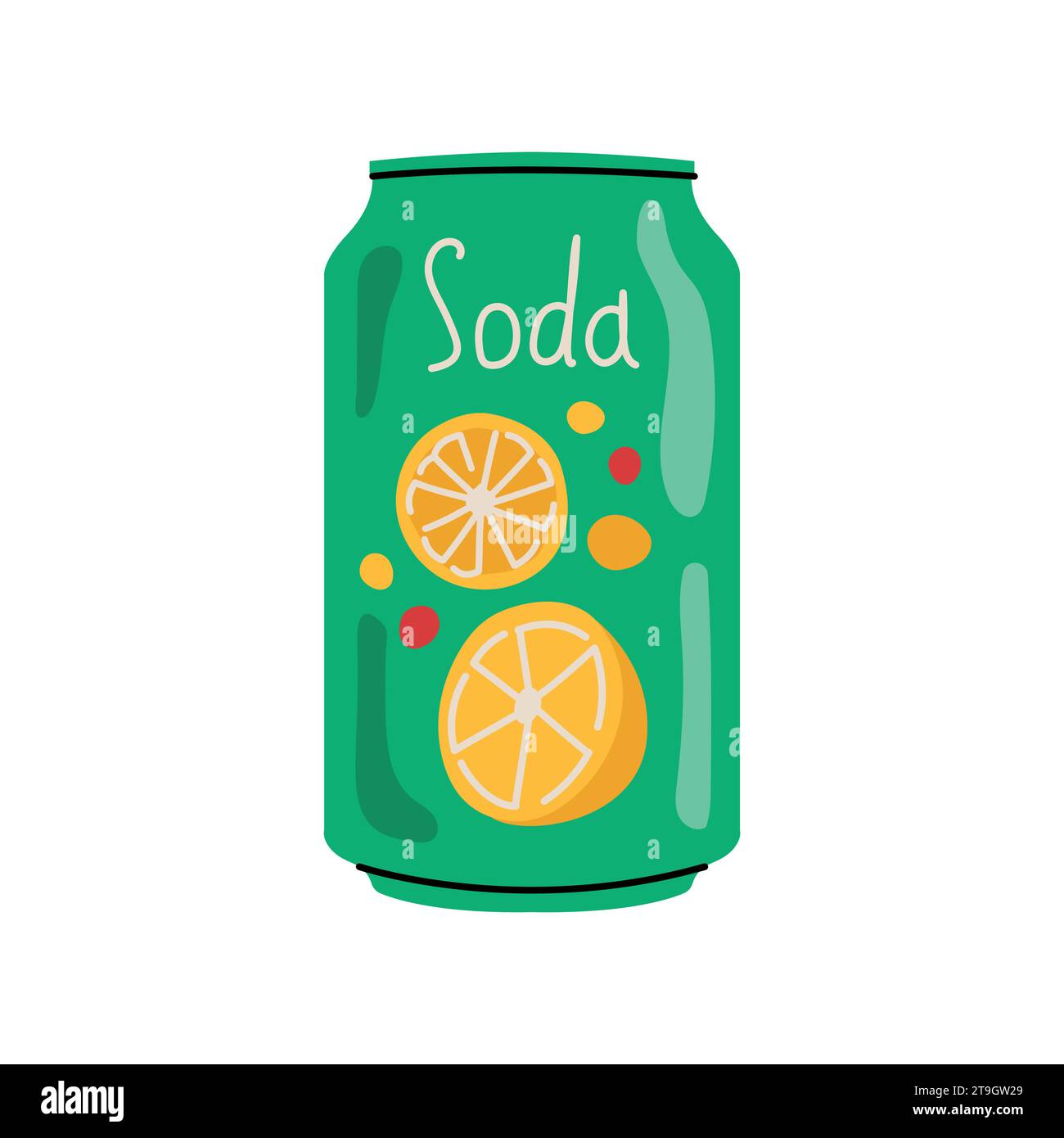 Hand drawn packaged soda color element. Cartoon unprocessed food ...