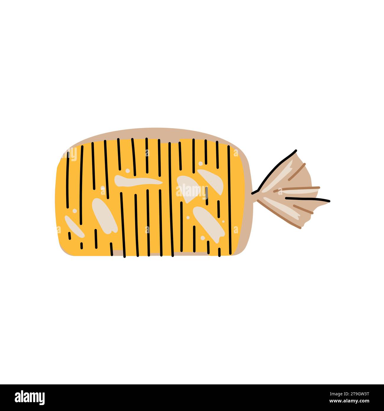 Hand drawn packaged bread color element. Cartoon unprocessed food ...