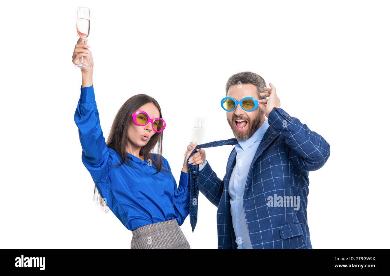 Businesspeople have fun and talking together in corporate party ...