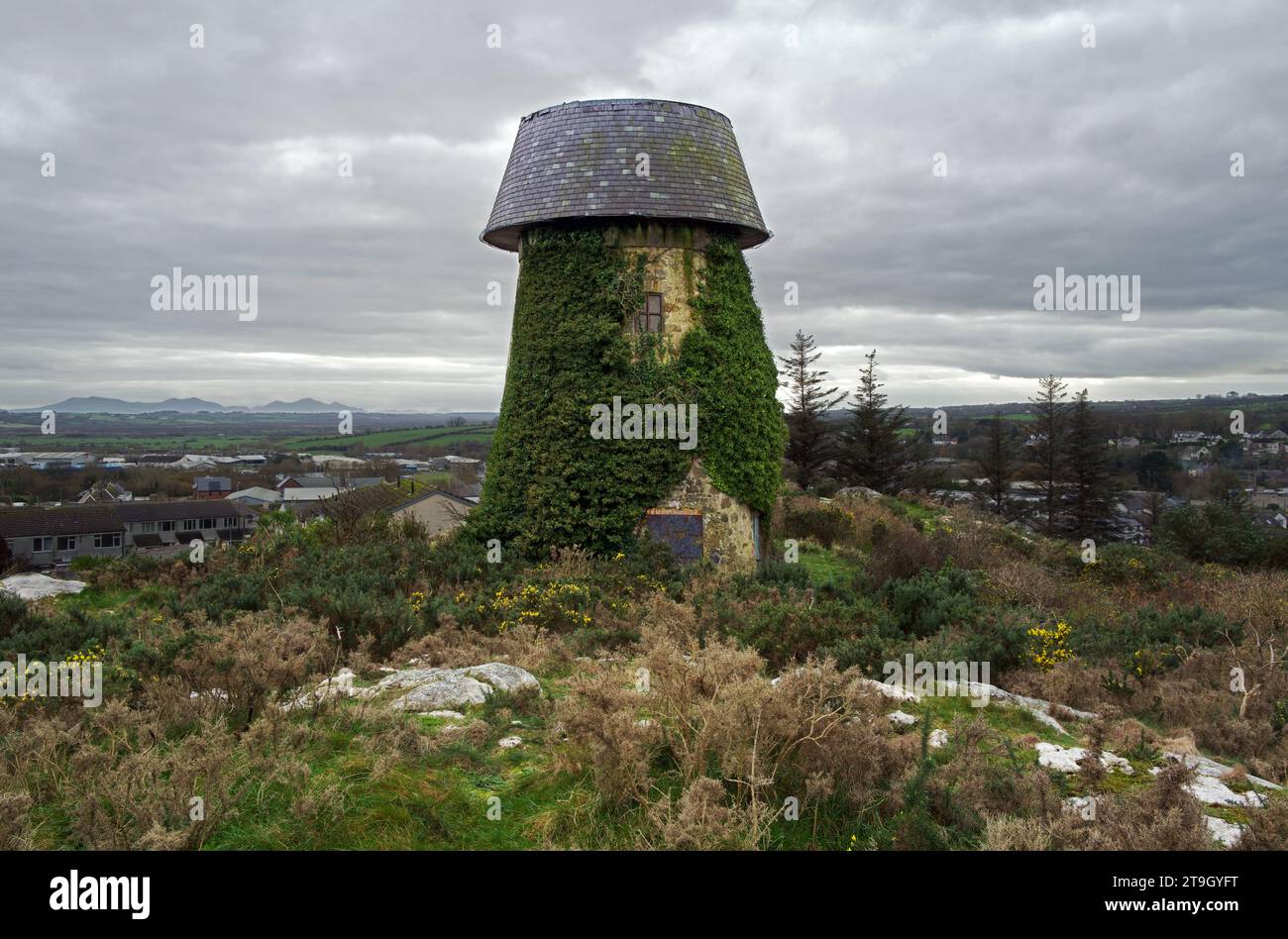 The old Melin Wynt-y-Craig windmill in Llangefni on Anglesey in North ...