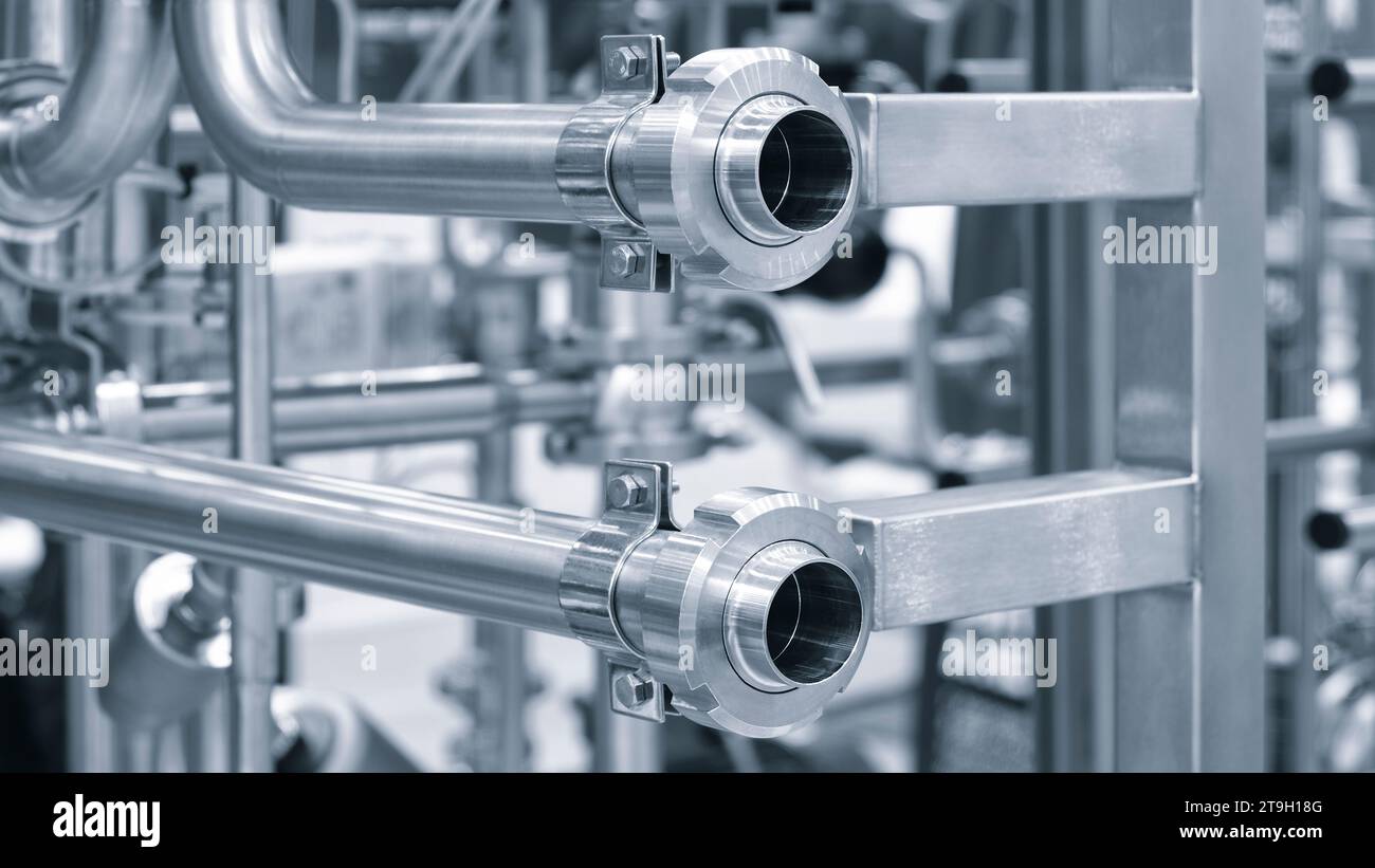 Stainless steel pipes in food or pharmaceutical or chemical industrial ...