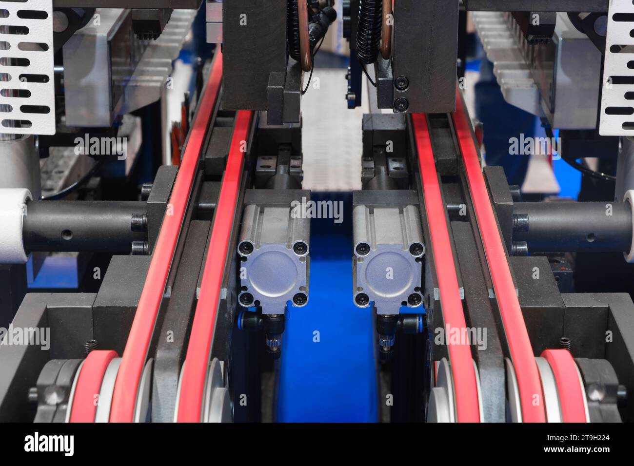 Conveyor line in an industrial factory, conveyor belt, industrial ...