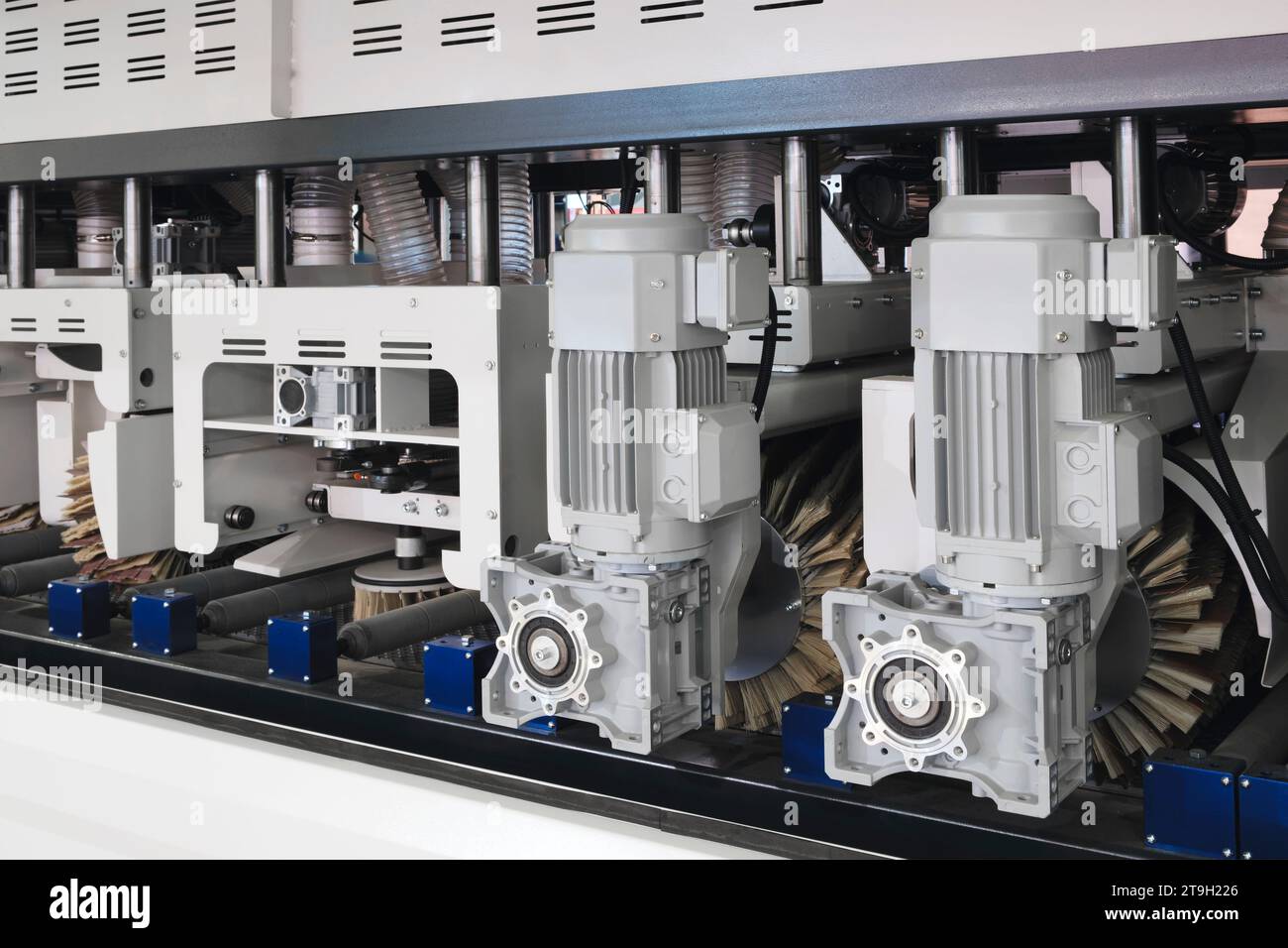 Industrial furniture factory, wood chipboard processing conveyor ...