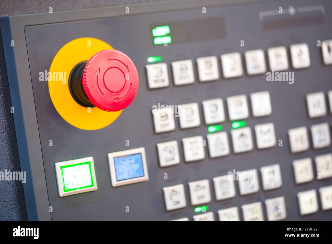 Automated production line control panel, industrial concept background ...