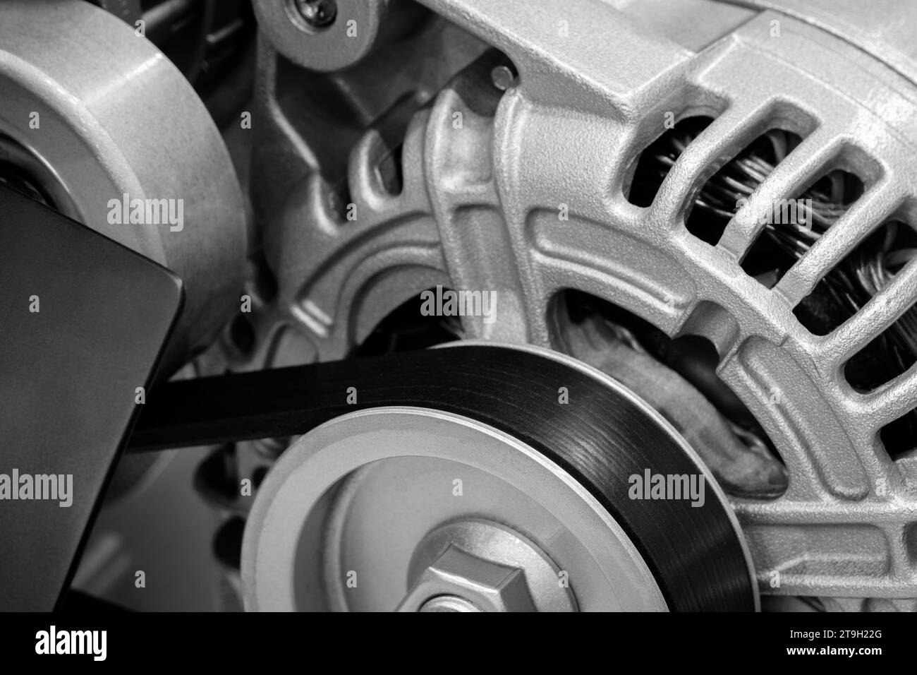 Diesel engine. Fragment of a diesel motor close-up. Engine details ...