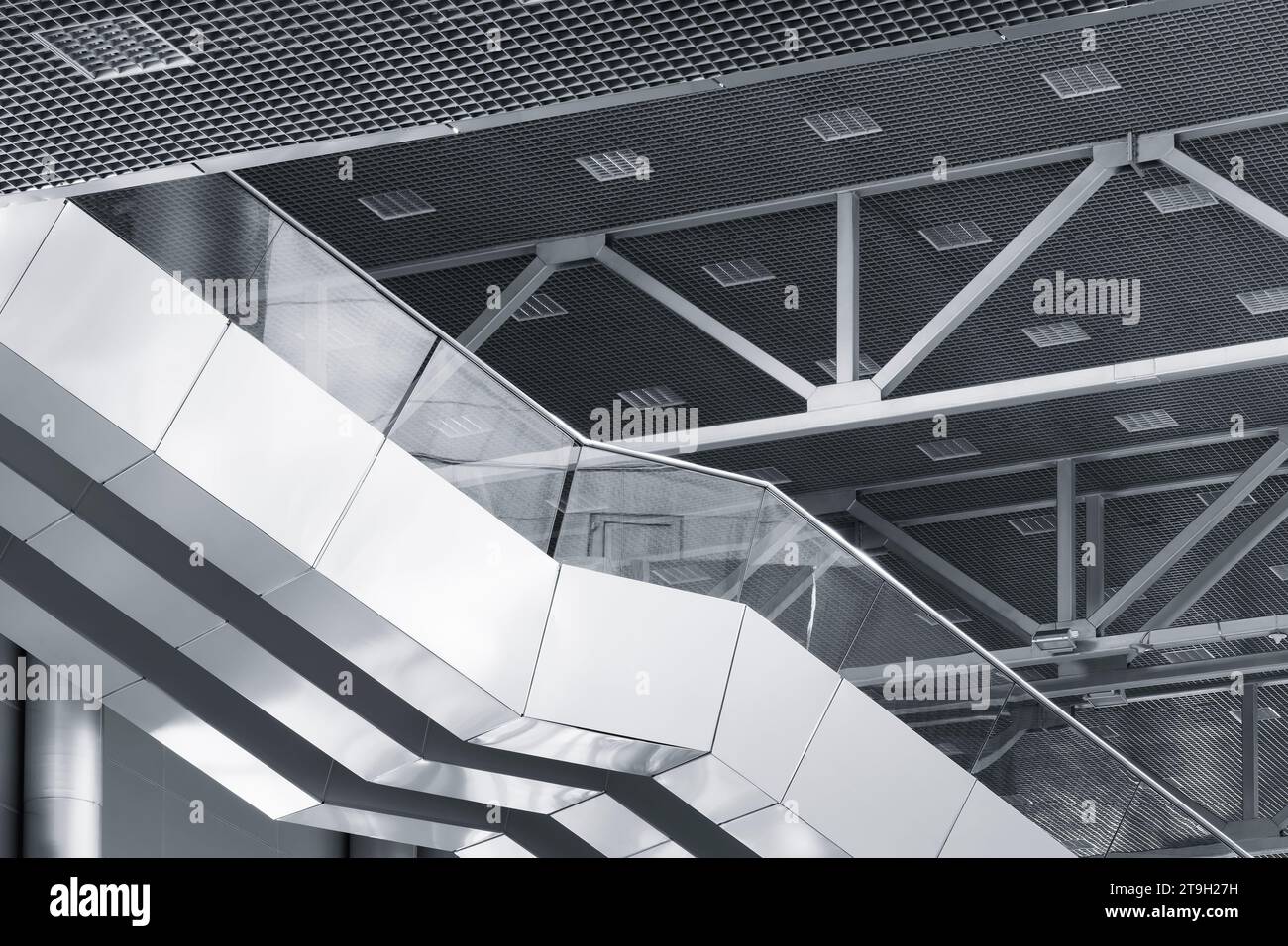 Modern architectural steel design in a large exhibition building Stock ...