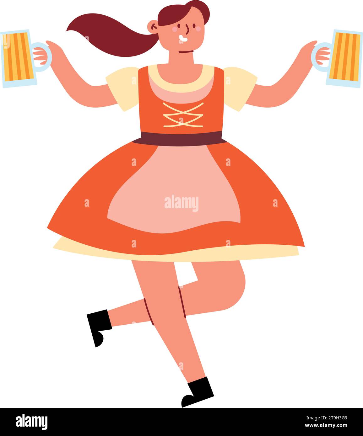 germany girl with dirndl and beer mugs vector isolated Stock Vector ...