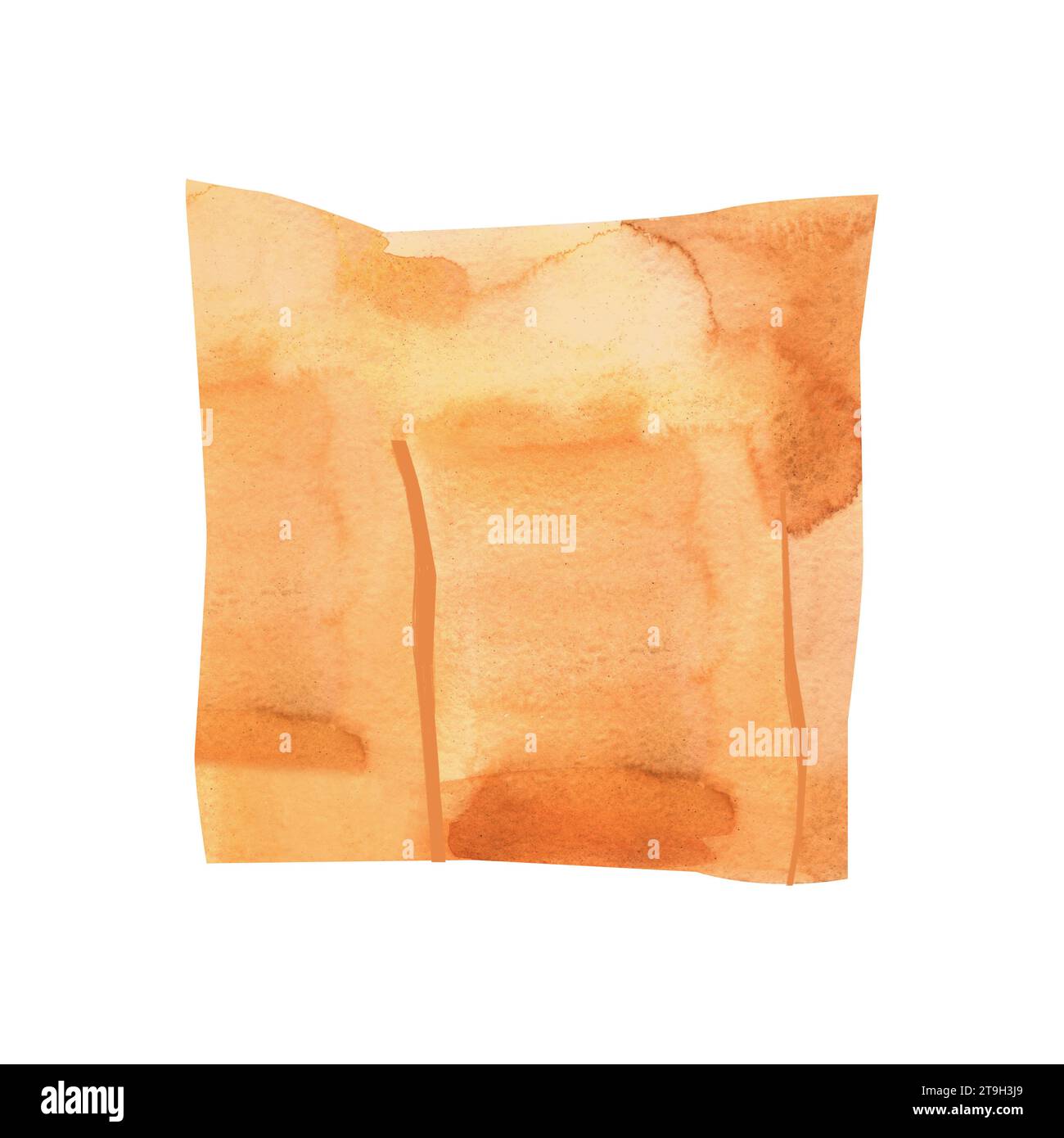 A square sheet of beige parchment baking paper. Isolated watercolor ...