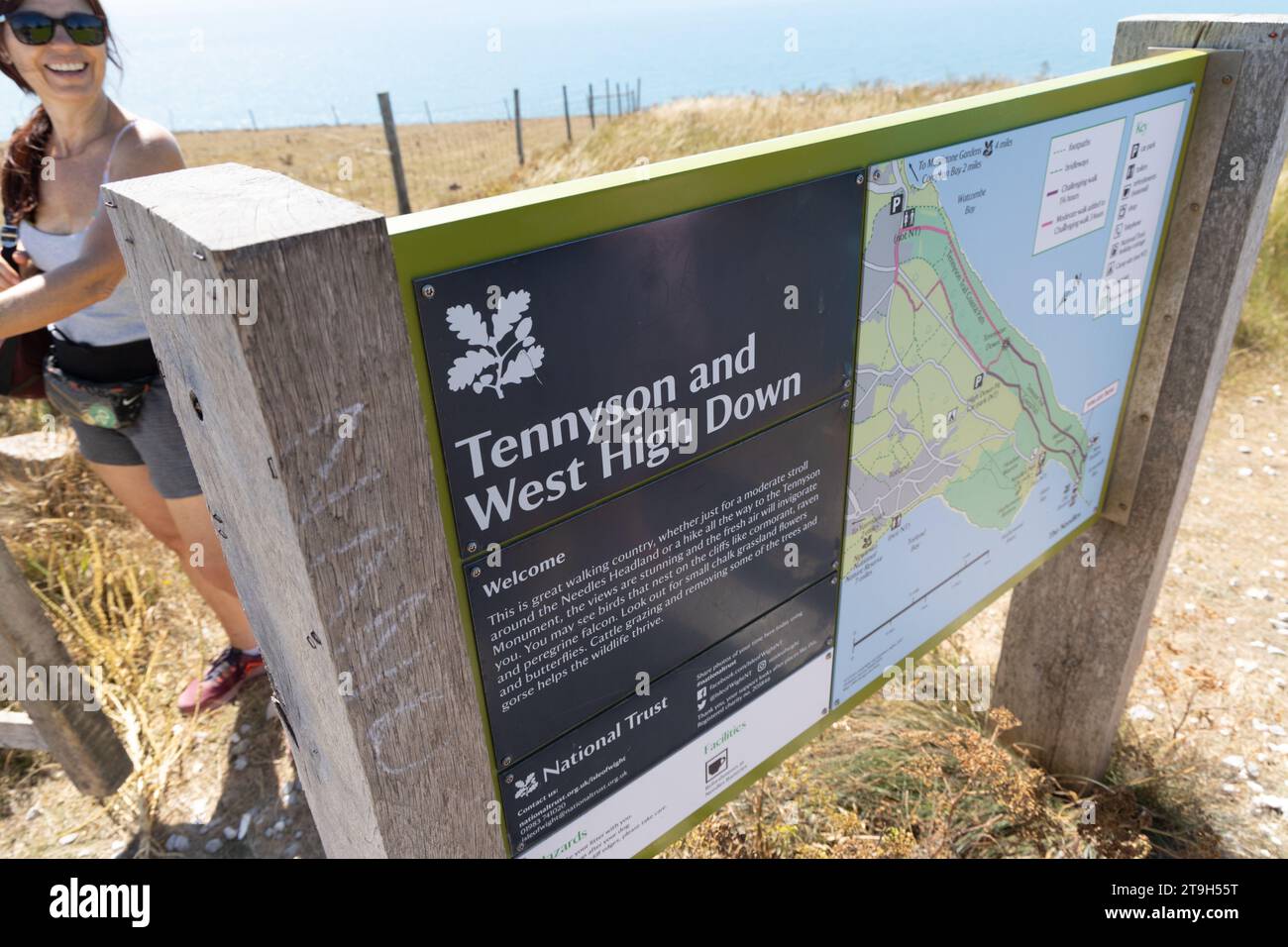 Tennyson and West High Down trail route map on the Isle of Wight ...