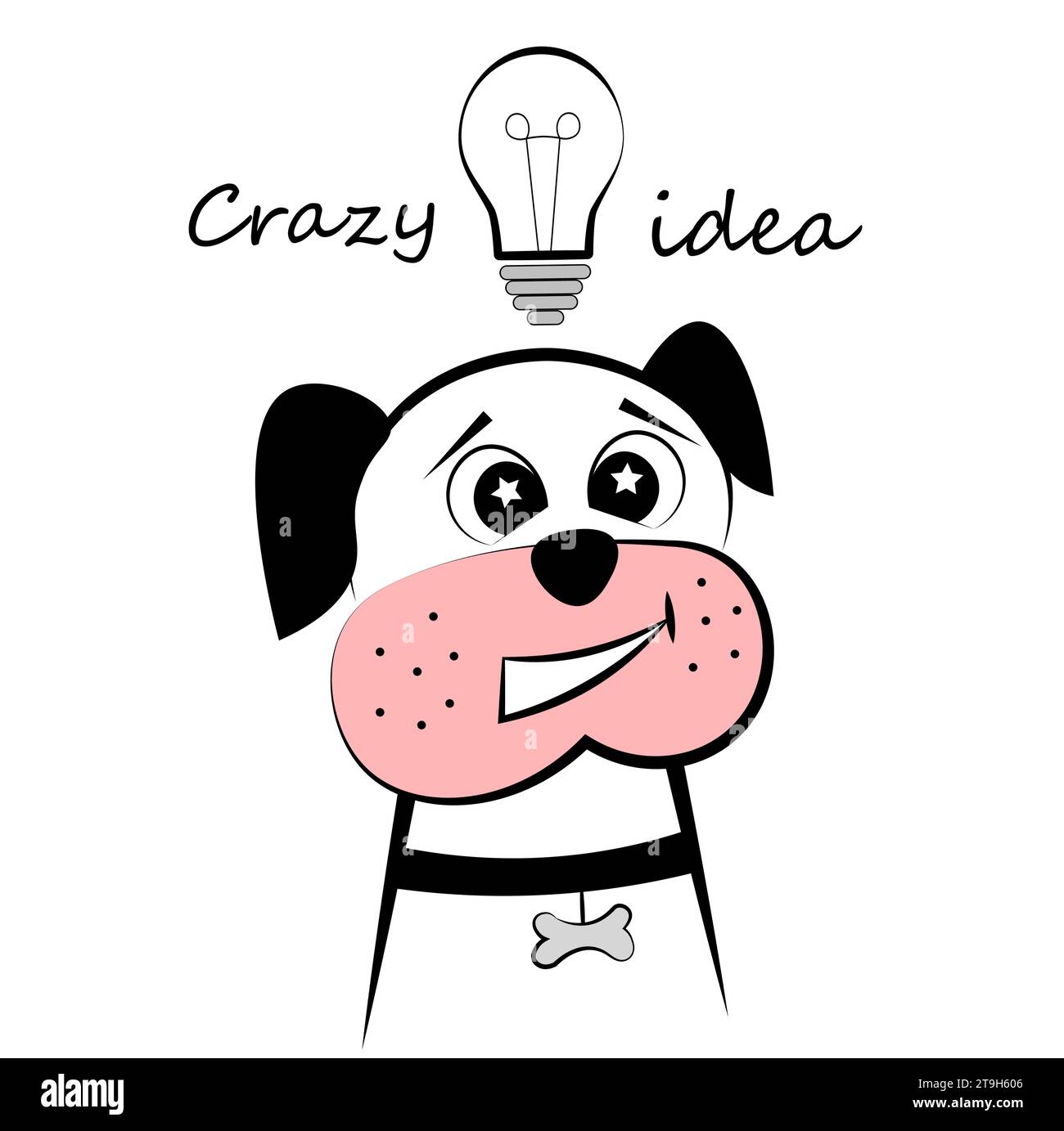 It's a crazy idea. Dog with a light bulb on a white background Stock ...