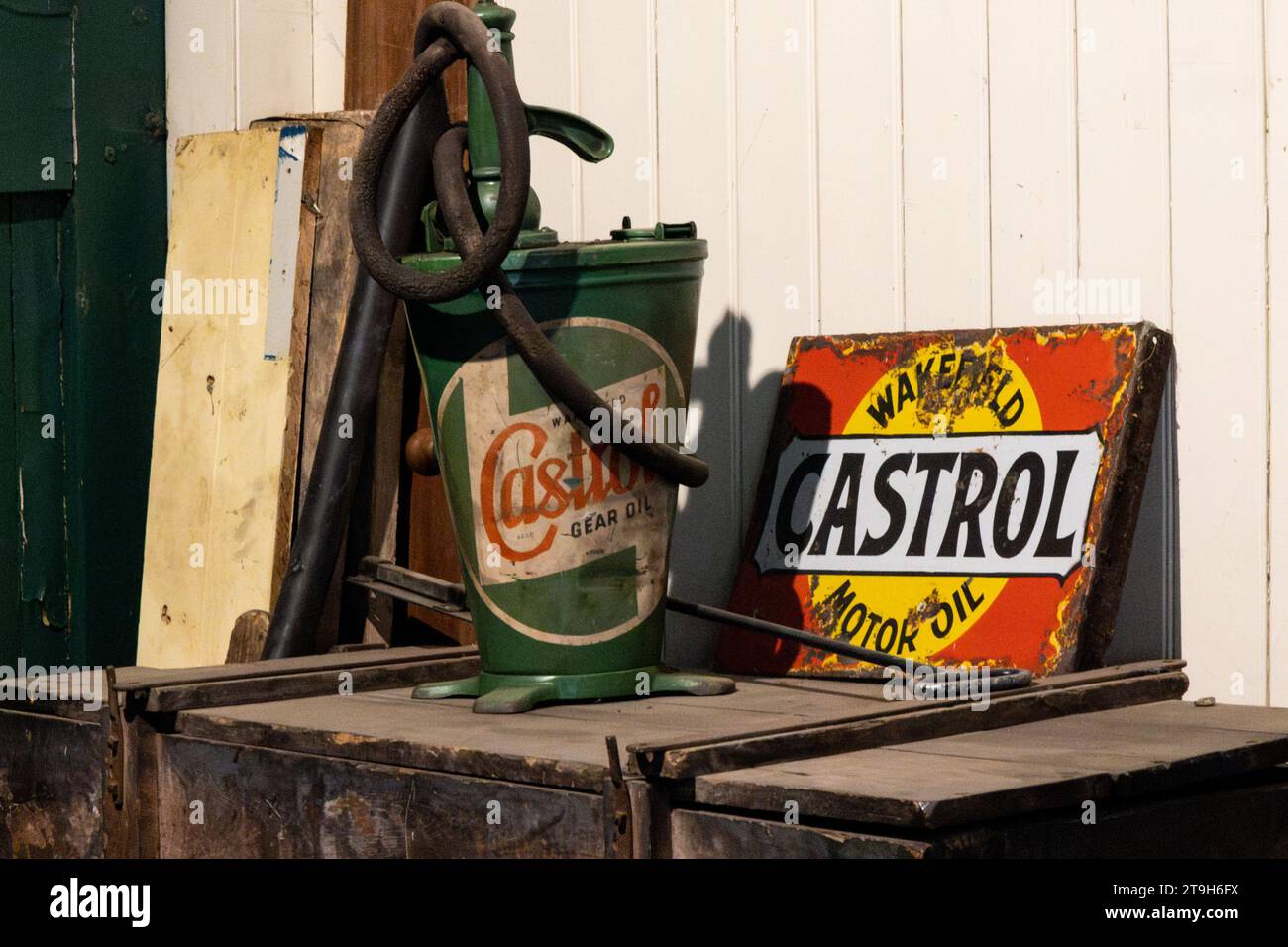 Castrol motor oil vintage sign and can in the Robin Jackson workshop at ...