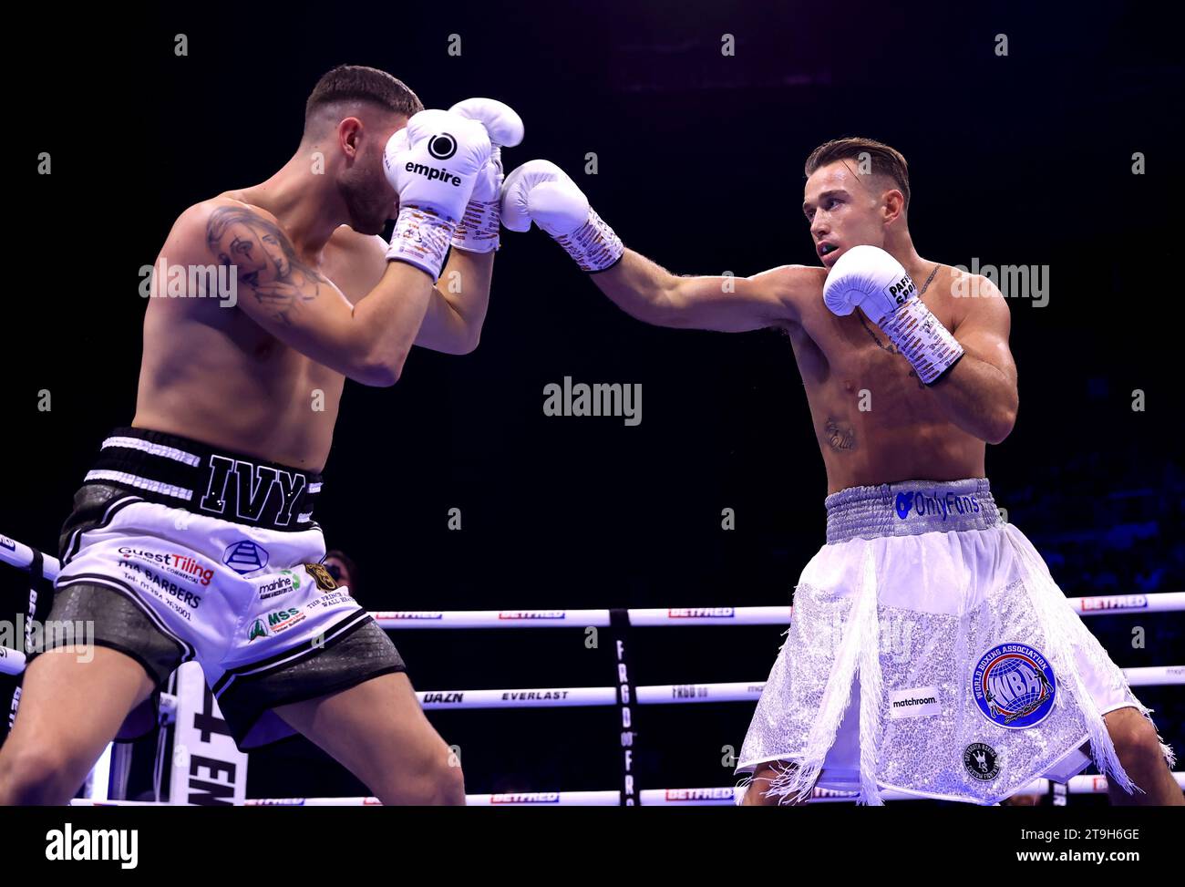 Paddy Donovan (right) and Danny Ball in action during their WBA ...