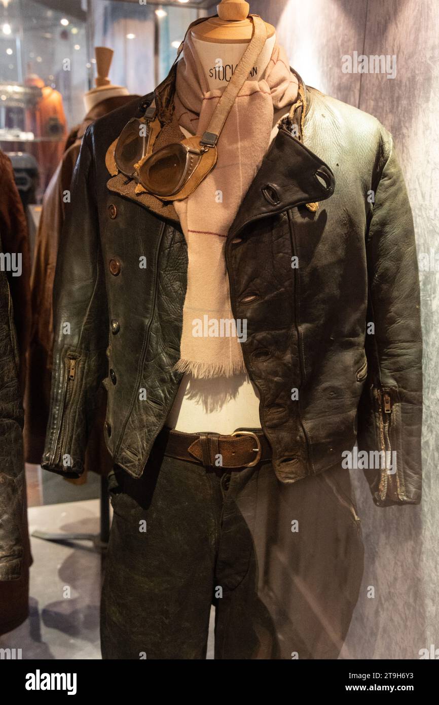 1920s car racing leather jacket and goggles on display at Brooklands ...