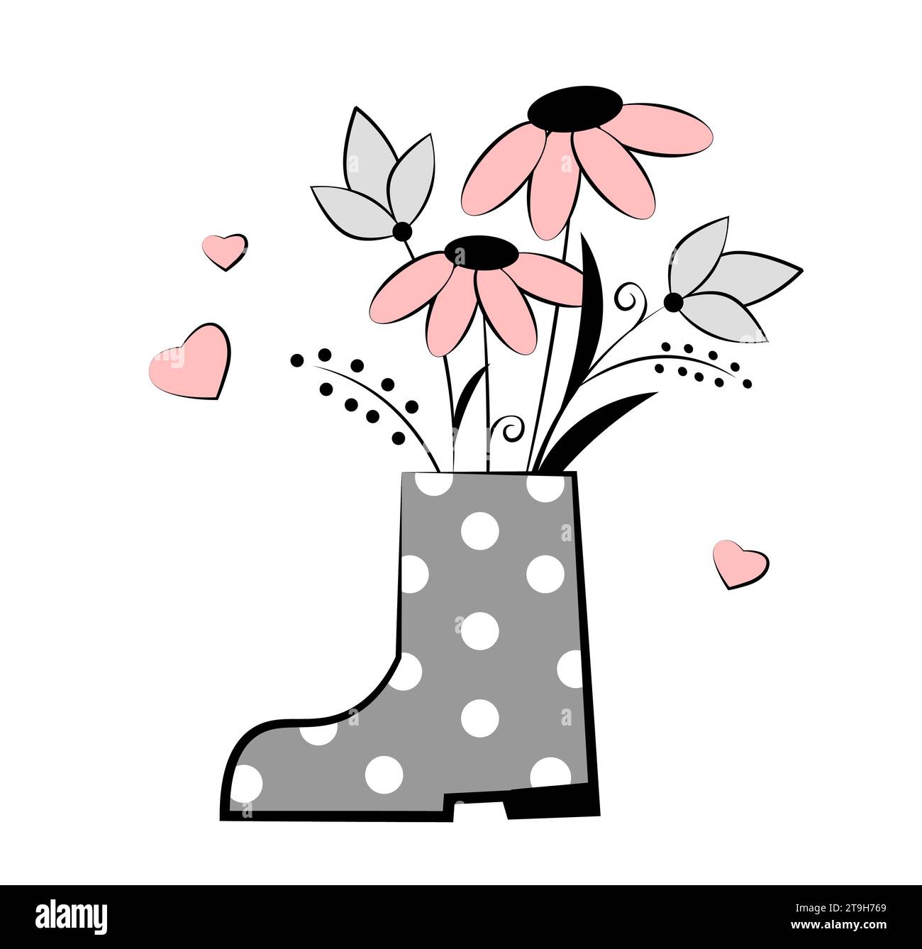 Boot with flowers on white background Stock Vector Image & Art - Alamy