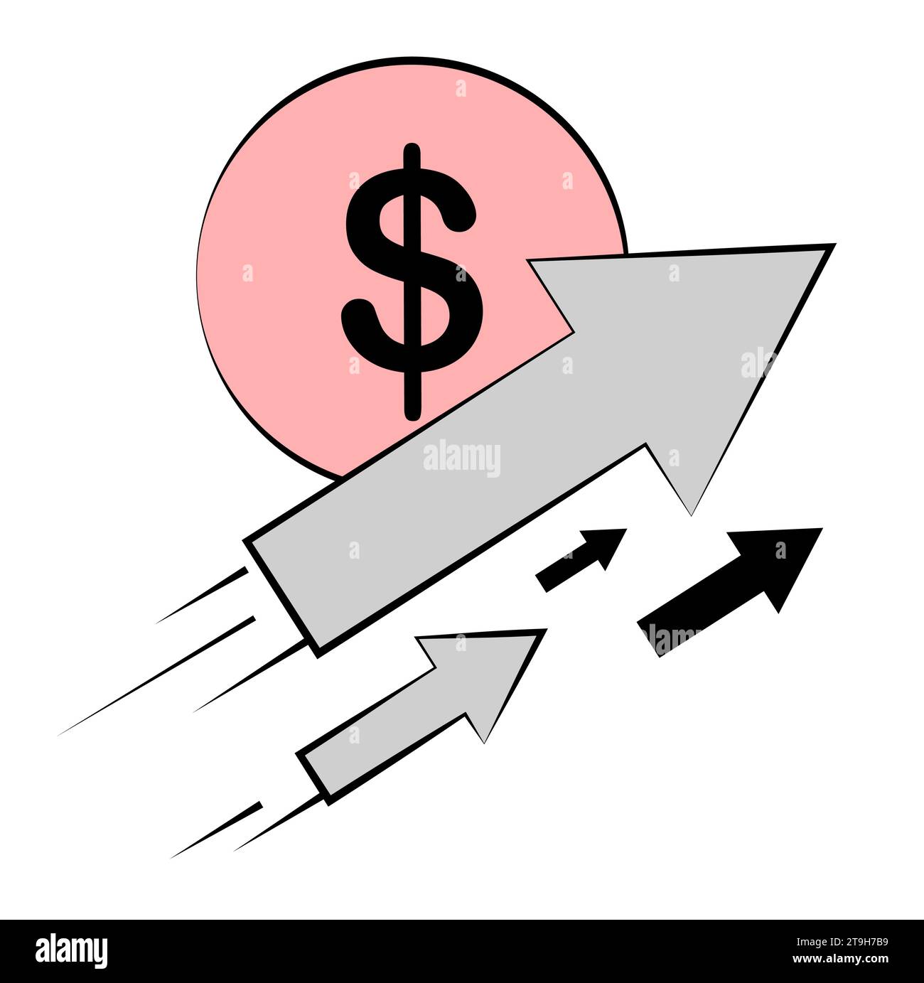 Dollar and arrows on white background. Inflation Stock Vector Image ...