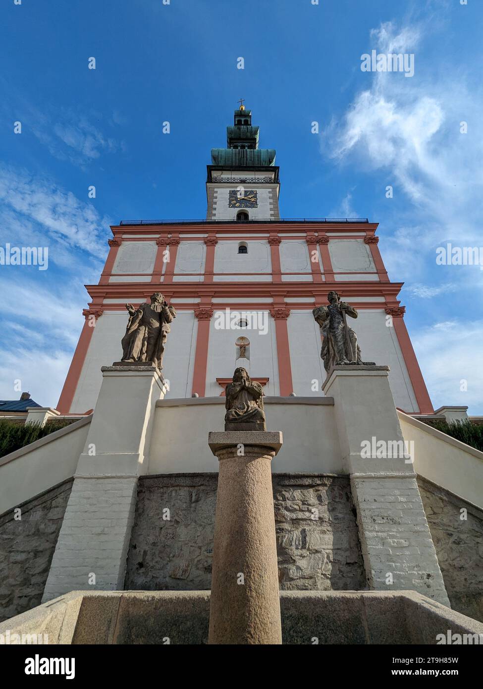Polna historical city center of Bohemian town with square,column and ...
