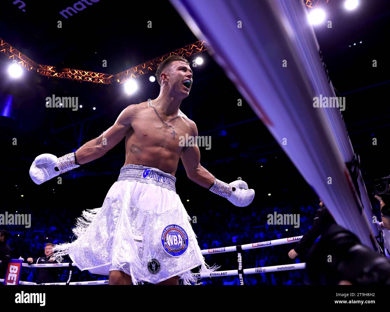 Paddy Donovan celebrates after winning his WBA Continental Welterweight ...
