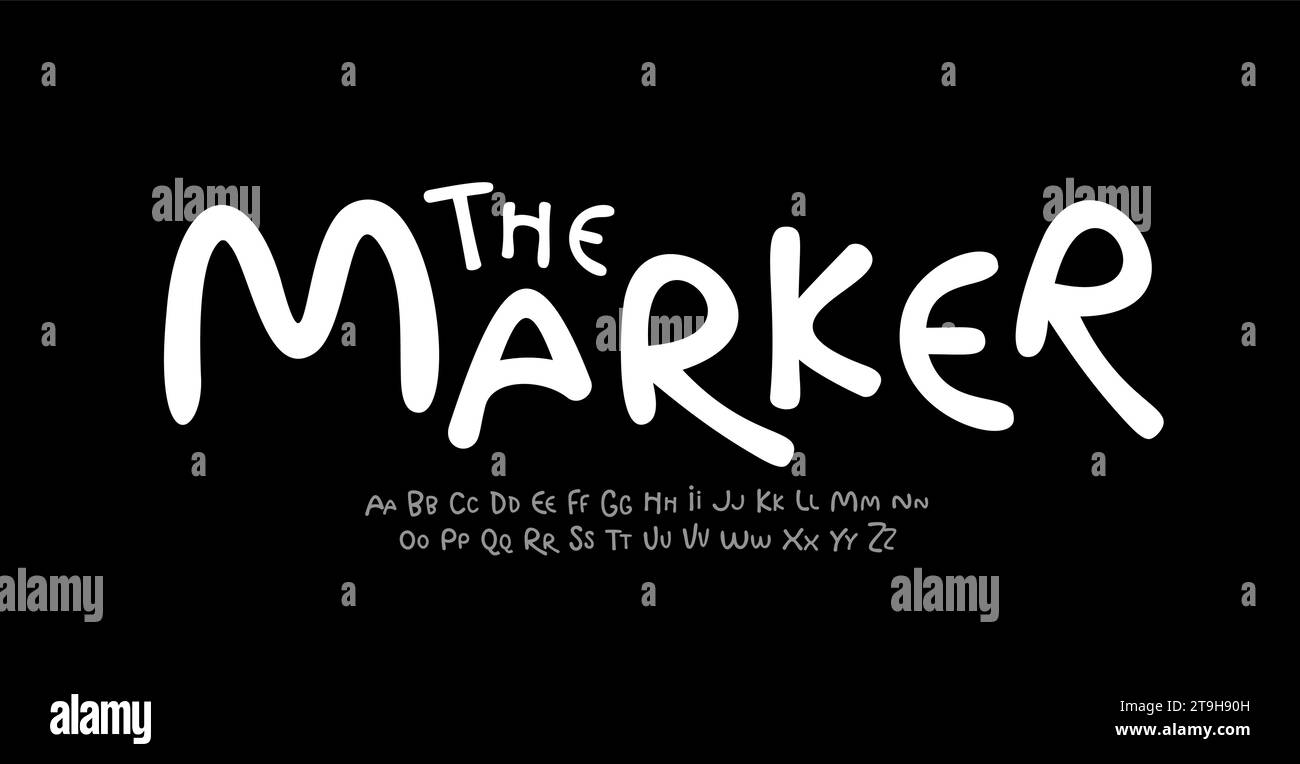 Handwritten Marker Font. Playful Brush Script for Childish Cartoons ...