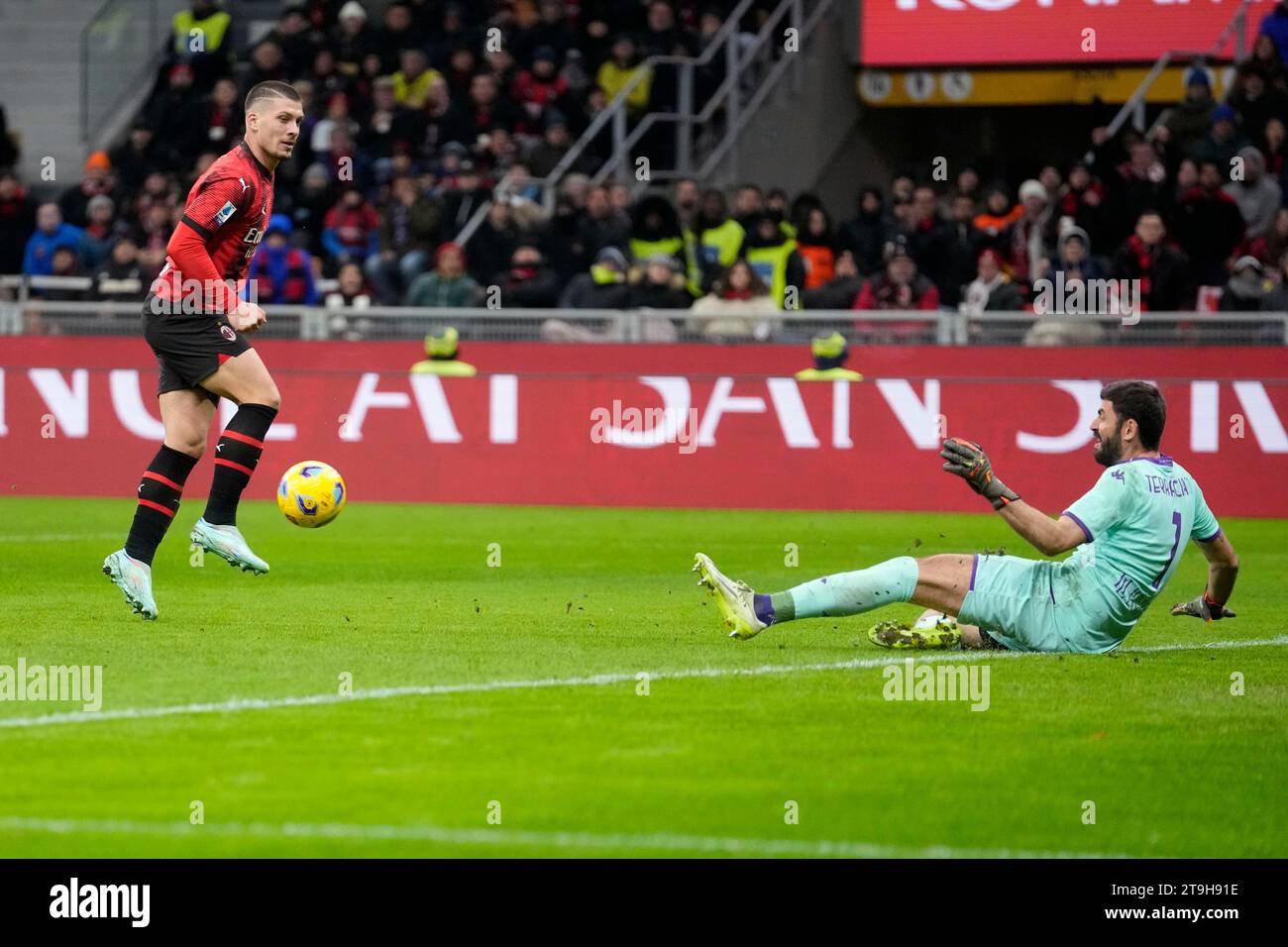AC Milan's Luka Jovic makes an attempt to score during a Serie A soccer ...