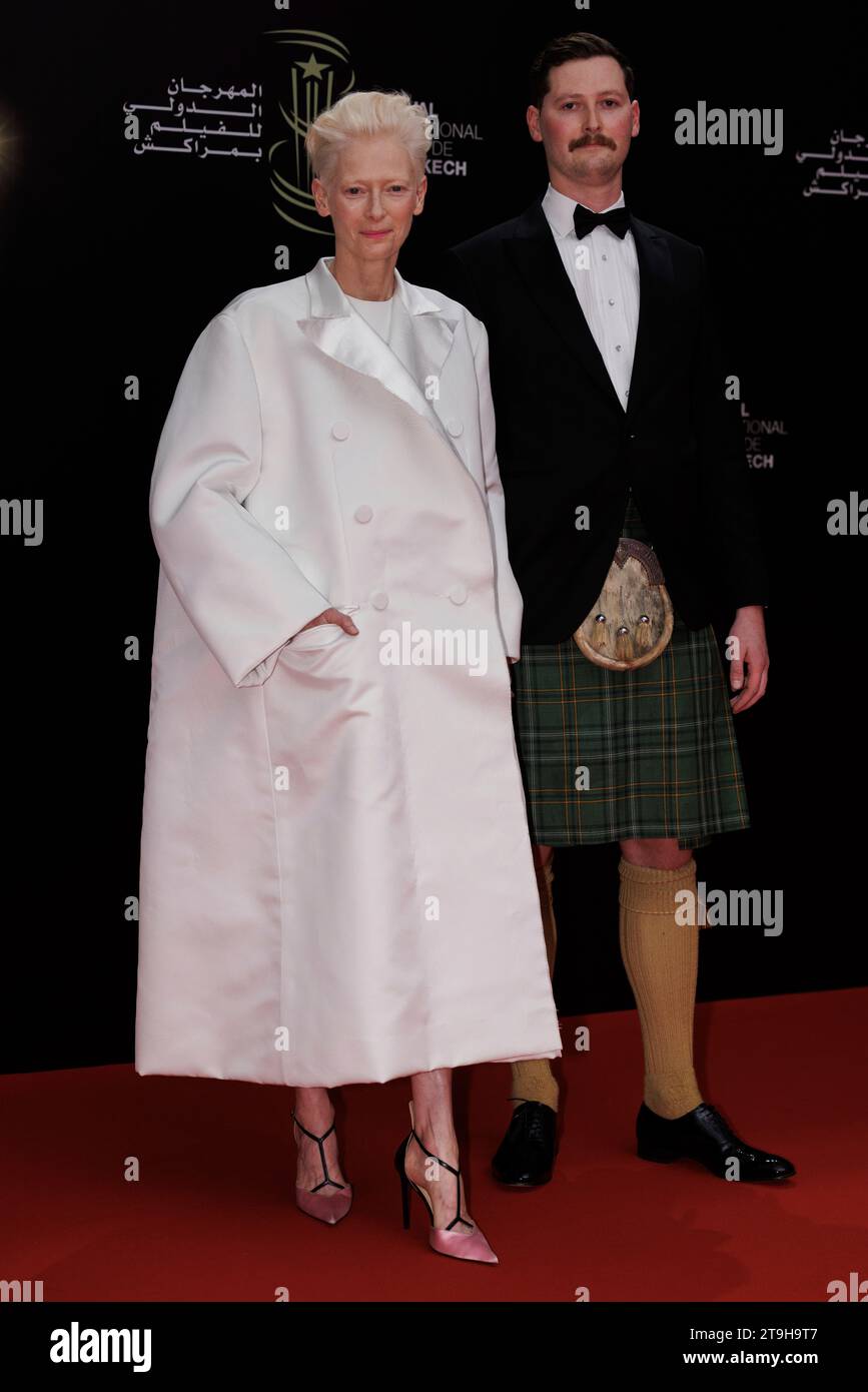 Tilda Swinton and Xavier Swinton Byrne attend the 20th Marrakech ...