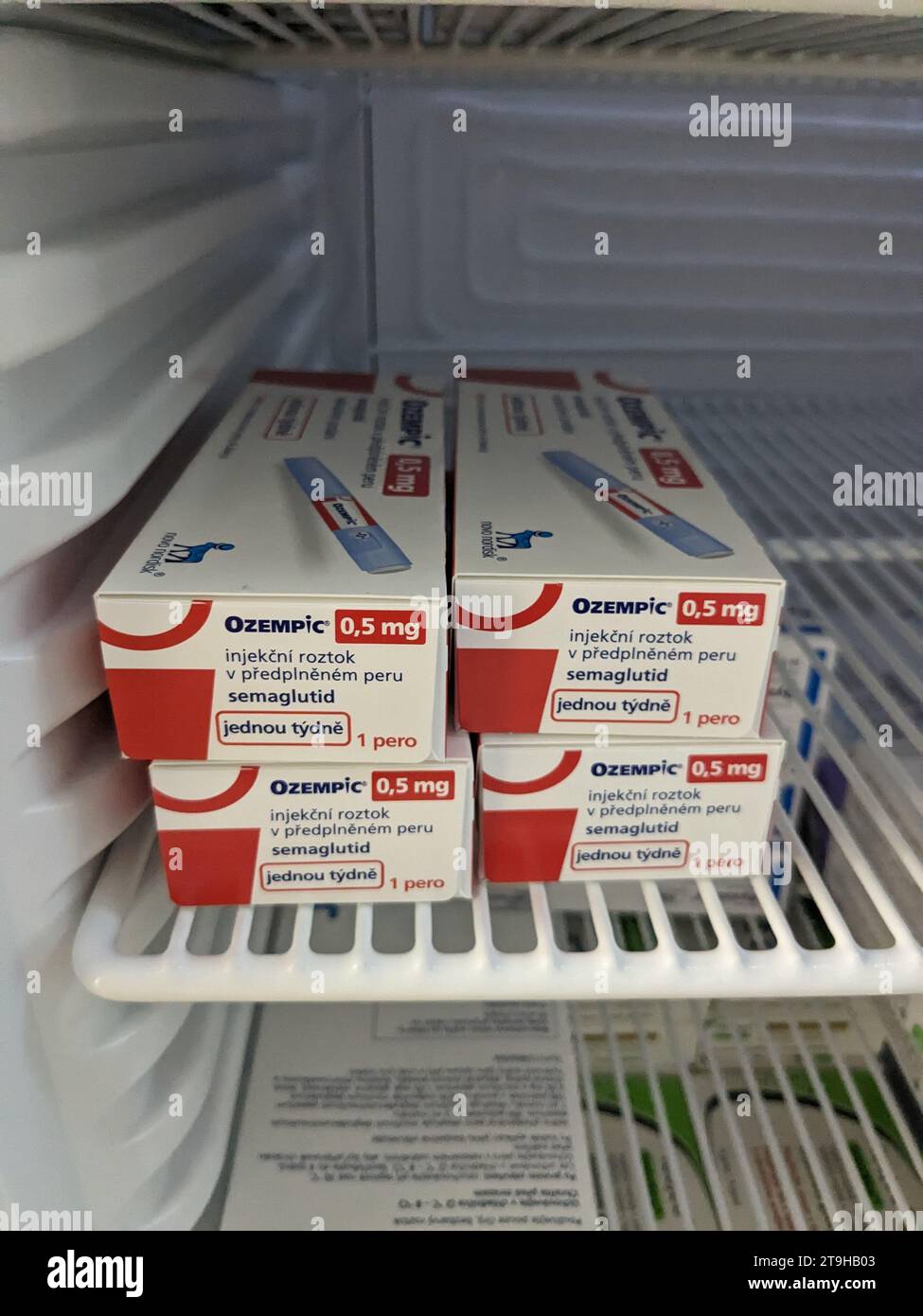 Prague,Czech republic- June 22 2023: Ozempic box. Czech version of ...