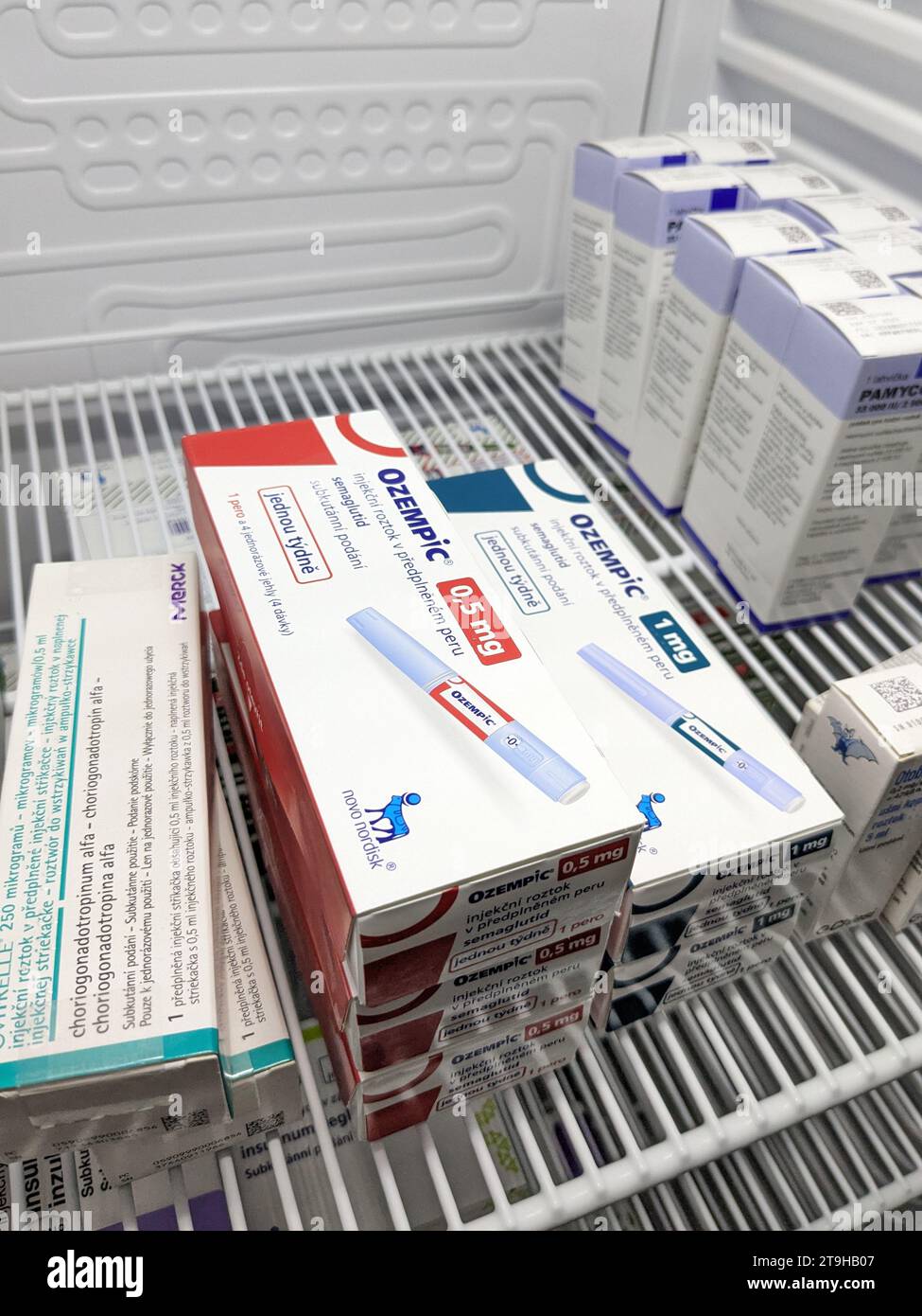 Prague,Czech republic- June 22 2023: Ozempic box. Czech version of ...