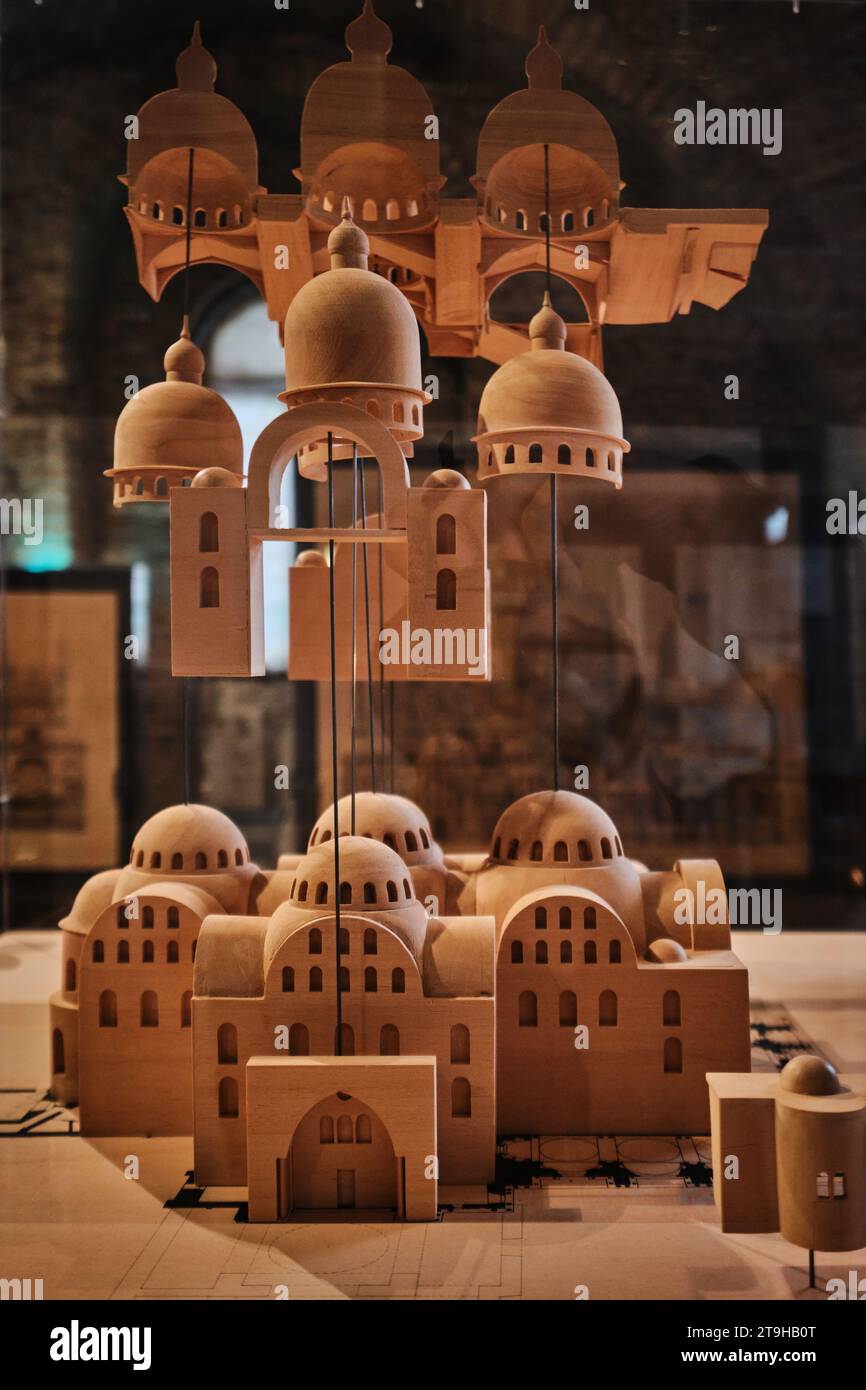 Venice, Italy - November 9 2023: Wooden architectural model of Saint ...