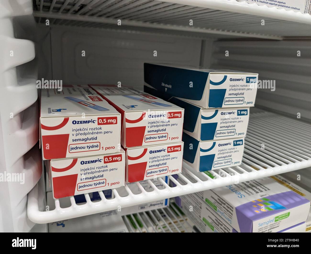 Prague,Czech republic- June 22 2023: Ozempic box. Czech version of ...