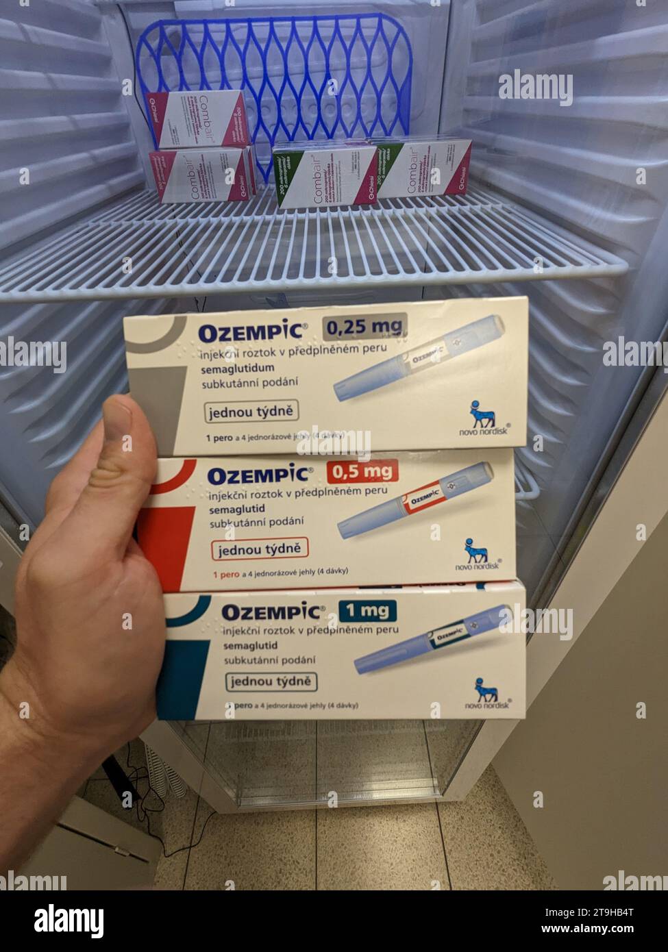 Prague,Czech republic- June 22 2023: Ozempic box. Czech version of ...