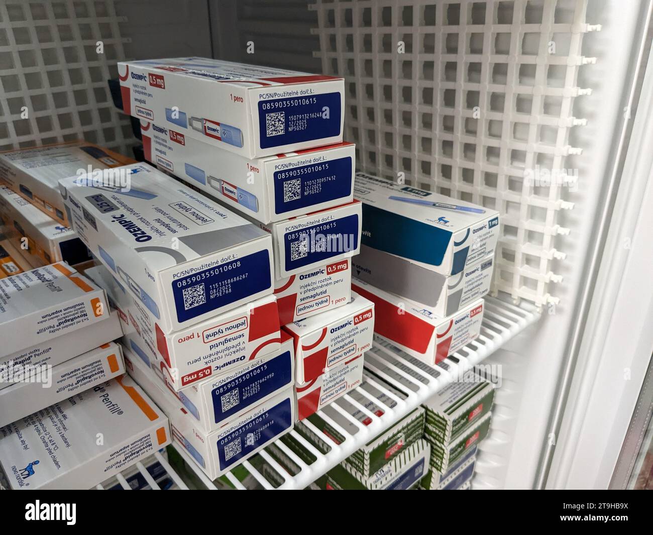 Prague,Czech republic- June 22 2023: Ozempic box. Czech version of ...