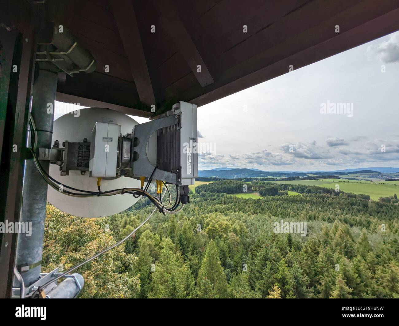 Telecommunication tower with 5G mobile network antenna,wifi connection ...