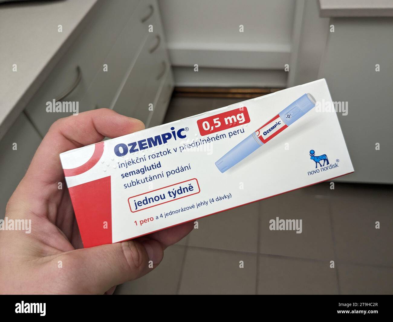 Prague,Czech republic- June 22 2023: Ozempic box. Czech version of ...