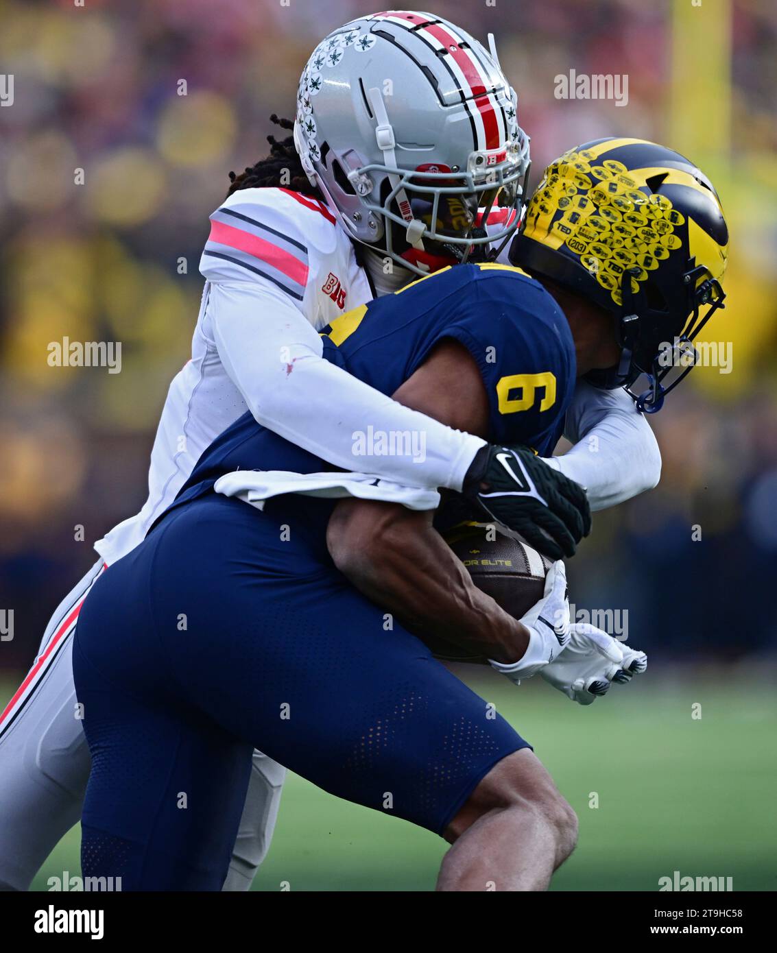 Ohio State cornerback Denzel Burke tackles Michigan wide receiver ...