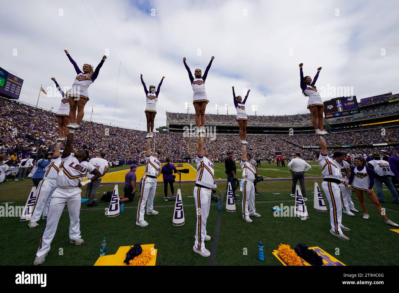 LSU cheerleaders perform in the second half of an NCAA college football ...