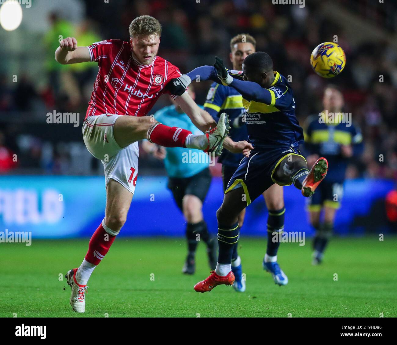 Rob Dickie #16 of Bristol City clears the danger during the Sky Bet ...